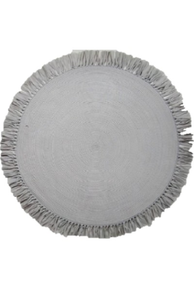 Ki̇li̇m Dükkanım Gri Saçaklı 90 x 90 cm Hasır Kilim