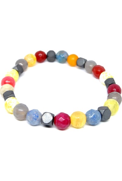 Supra Silver Hakiki Doğaltaş Renkli Akik Bileklik