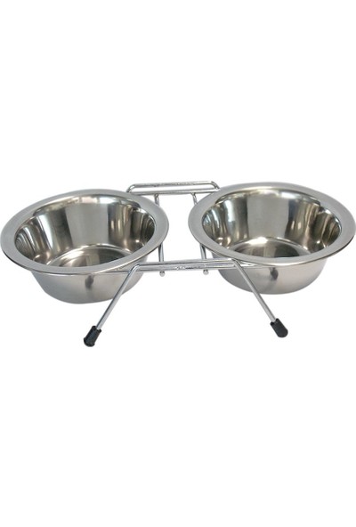Tommy Tel Ayaklı Ikili Çelik Mama Kabı 10 Oz