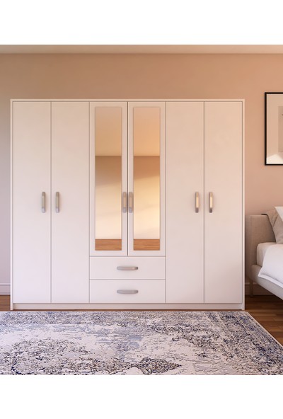 Metalia Gm315 Cesar 6 Kapı 2 Çekmeceli Aynalı Gardırop Metalia Gm315 Cesar 6 Kapı 2 Çekmeceli Aynalı Gardırop