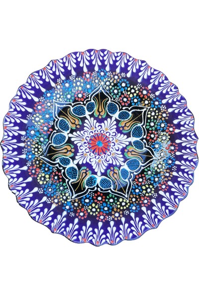 Çetin Çini El Işi Karışık Desenli Mor Renkli 30 cm Dantel Çini Tabak Çetin Çini El Işi Karışık Desenli Mor Renkli 30 cm Dantel Çini Tabak