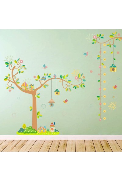 Kt Decoration Ağaç ve Kuşevleri Bebek ve Çocuk Odası Boy Ölçer Pvc Duvar Sticker