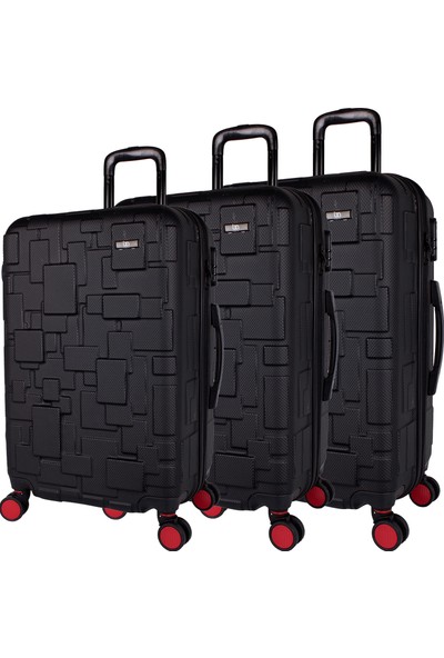 Bagacar Md1 8 Tekerlek Fiber Abs Valiz Seti Siyah - Siyah Bagacar Md1 8 Tekerlek Fiber Abs Valiz Seti Siyah - Siyah