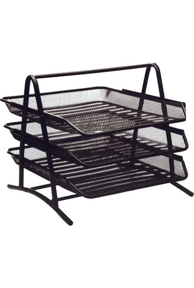Kraf 3 Katlı Evrak Rafı Metal Siyah