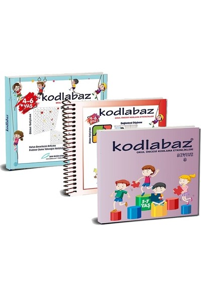 Kodlabaz 4+ Yaş Kodlama ve Dikkat Etkinlikleri 3'lü Kitap Seti Kodlabaz 4+ Yaş Kodlama ve Dikkat Etkinlikleri 3'lü Kitap Seti