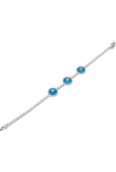 Sanatkar Pırlanta Işçilikli 3 Göz Gümüş Bileklik Sanatkar Pırlanta Işçilikli 3 Göz Gümüş Bileklik