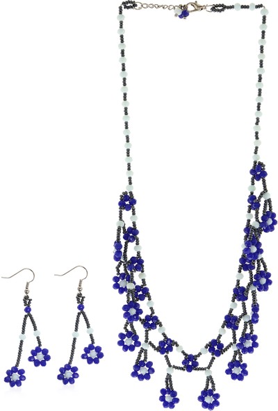 Takıhanem Papatyam Mavi Kristal Takı Seti