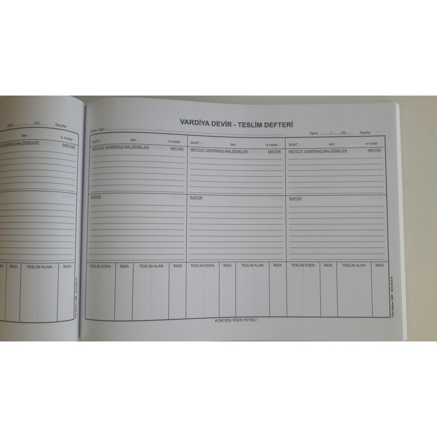 Kültür Matbaası Vardiya Devir Teslim Defteri 400 Sayfa Fiyatı