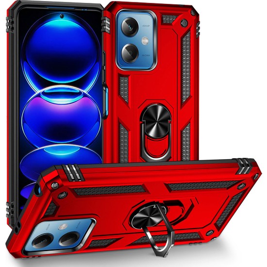 Case Street Casestreet Xiaomi Redmi Note 12 5g Kılıf Vega Sert Silikon Tank Standlı Yüzüklü