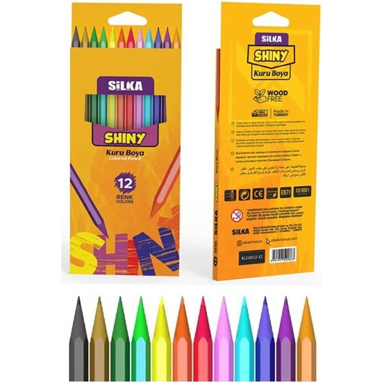 Silka 12'li Kuru Boya 1 Paket Shiny 12 Renk Tam Boy Kuruboya Fiyatı