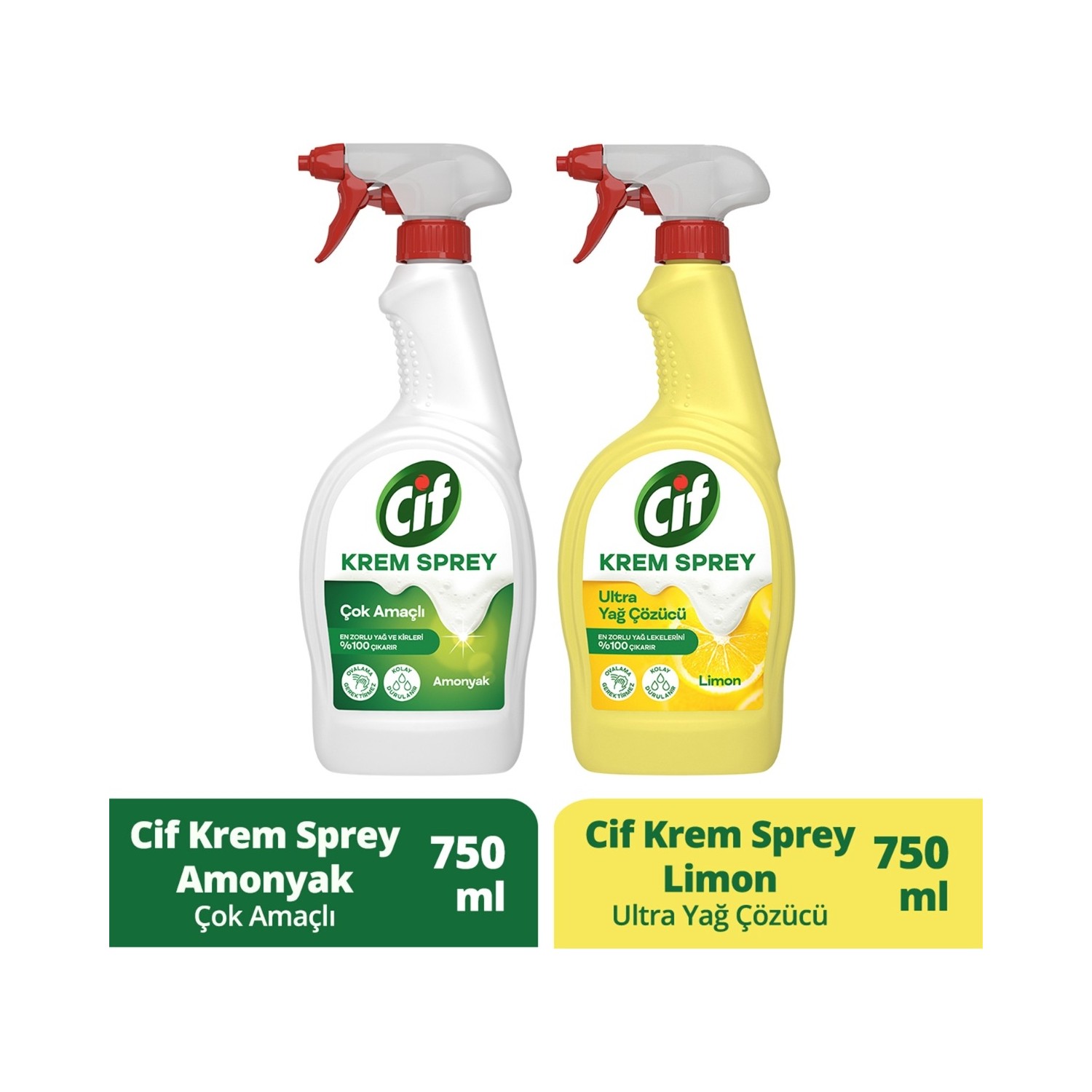 Cif Krem Sprey Amonyak Yüzey Temizleyici 750 ml X1 +Cif Krem Fiyatı