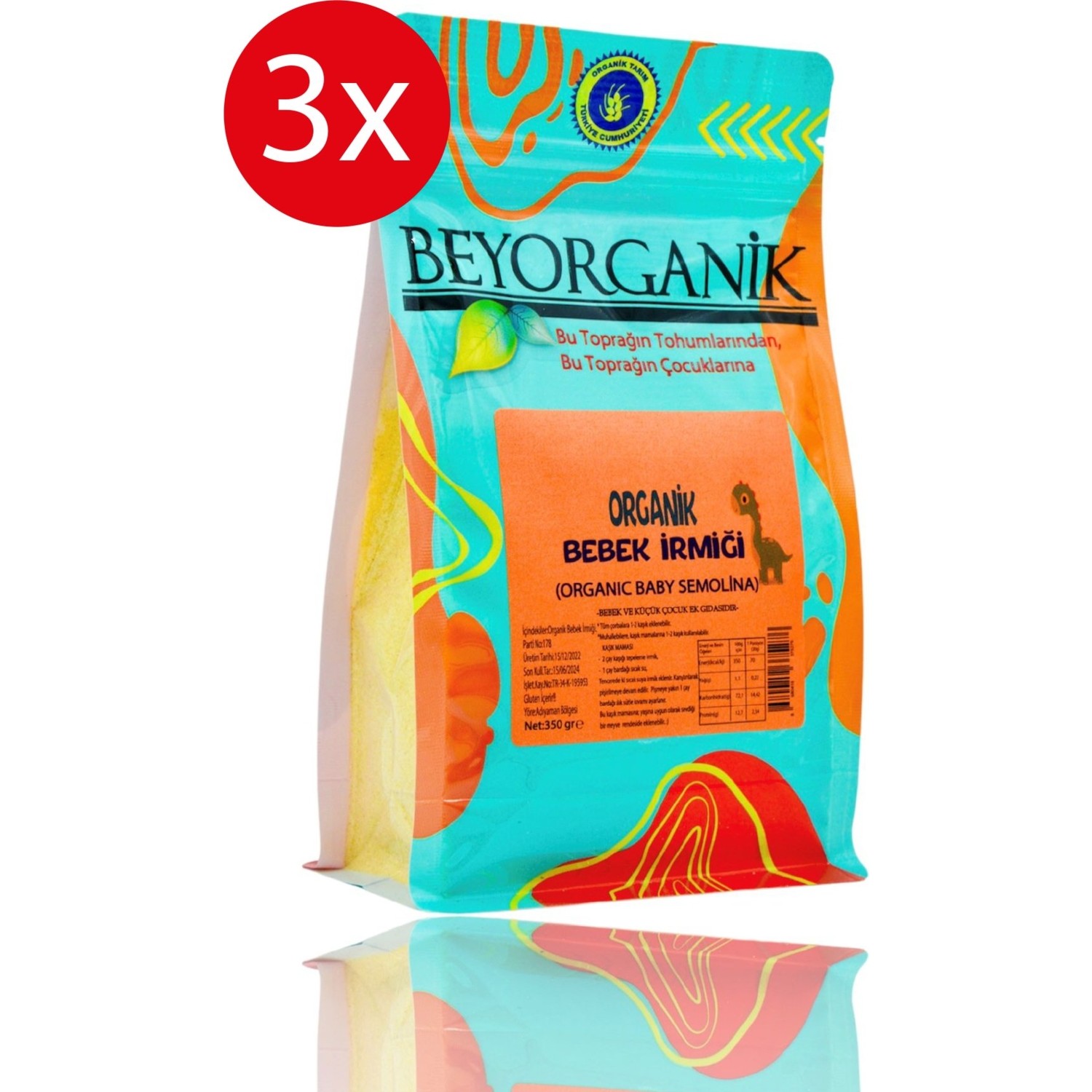 Beyorganik Organik Bebek Irmik 350GR 3*lü Paket Fiyatı
