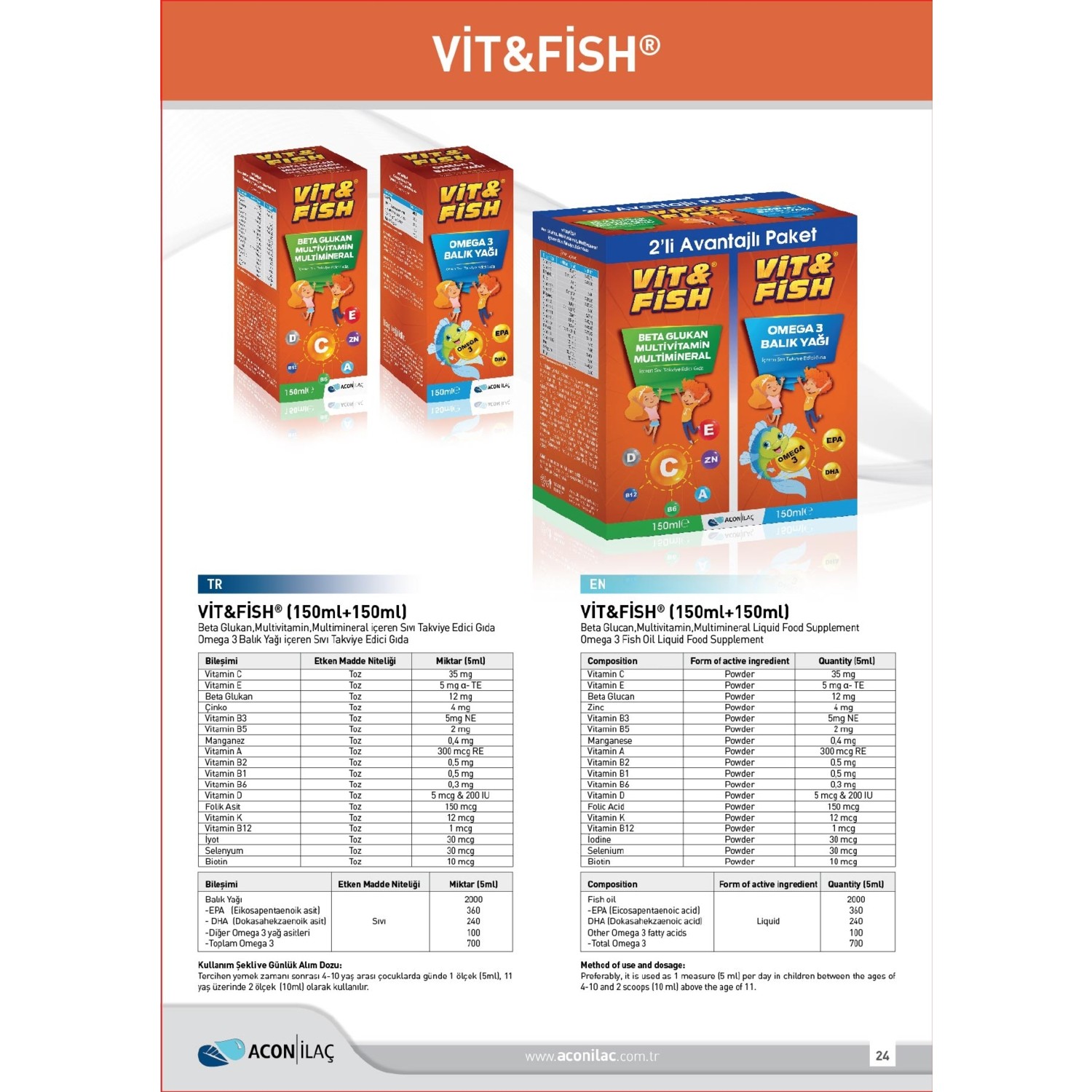 Acon İlaç Vit & Fish (Vitamin + Omega 3) Fiyatı