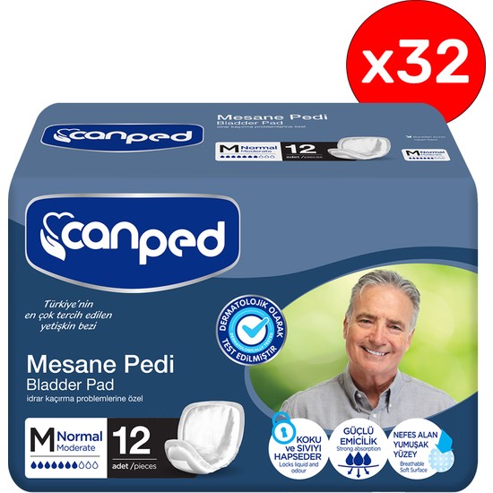 Canped Mesane Pedi Klasik 12'li Medium Orta Erkek 32 Paket Fiyatı