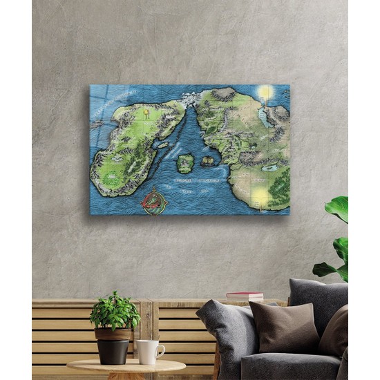 Store Exclusive Harita Cam Tablo Map 36x23 Renkli Fiyatı
