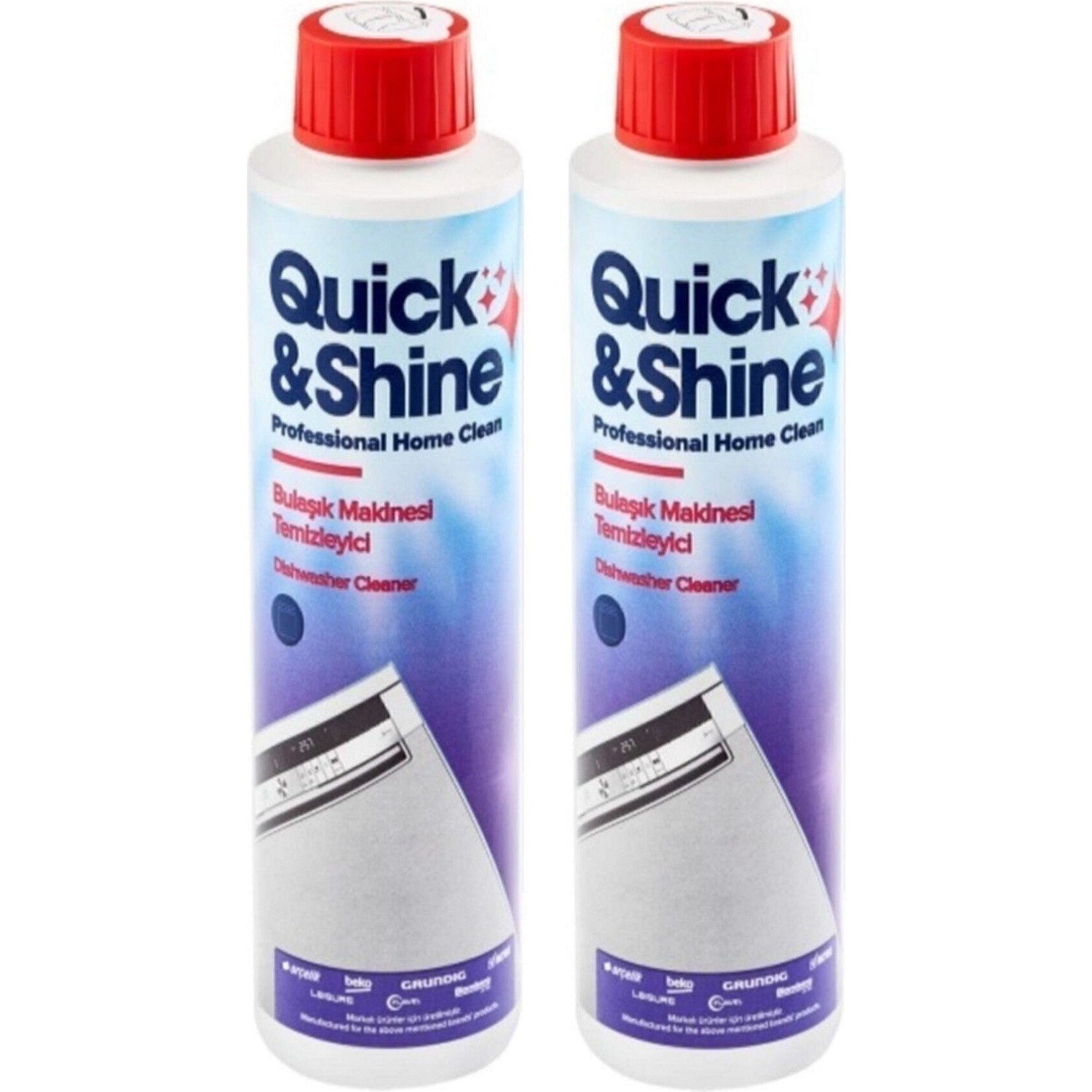Quick&Shine 2 Adet Bulaşık Makinesi Temizleme Sıvısı 200 ml Fiyatı