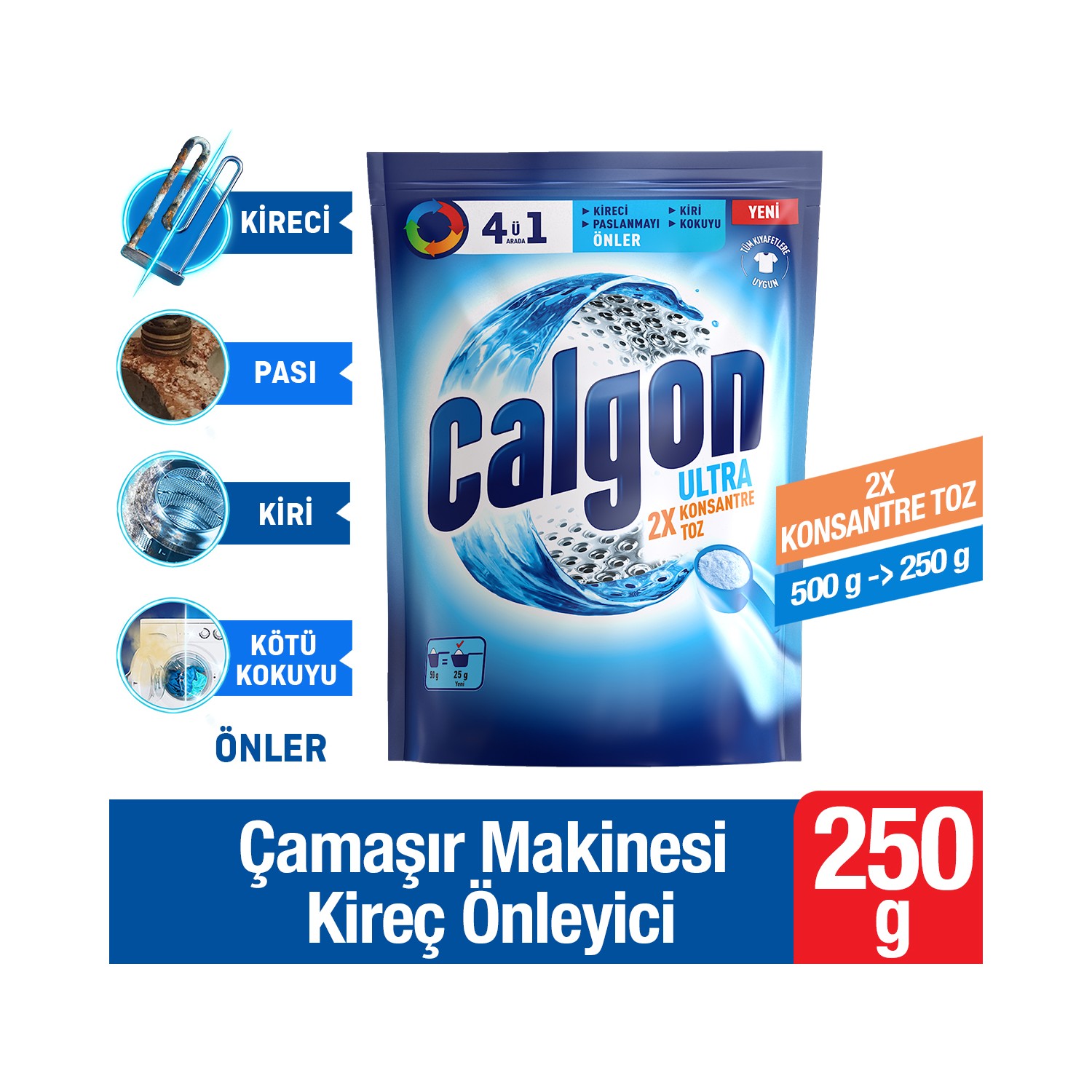 Calgon Kireç Önleyici 4ü1 Arada Ultra Konsantre Toz 250 gr Fiyatı