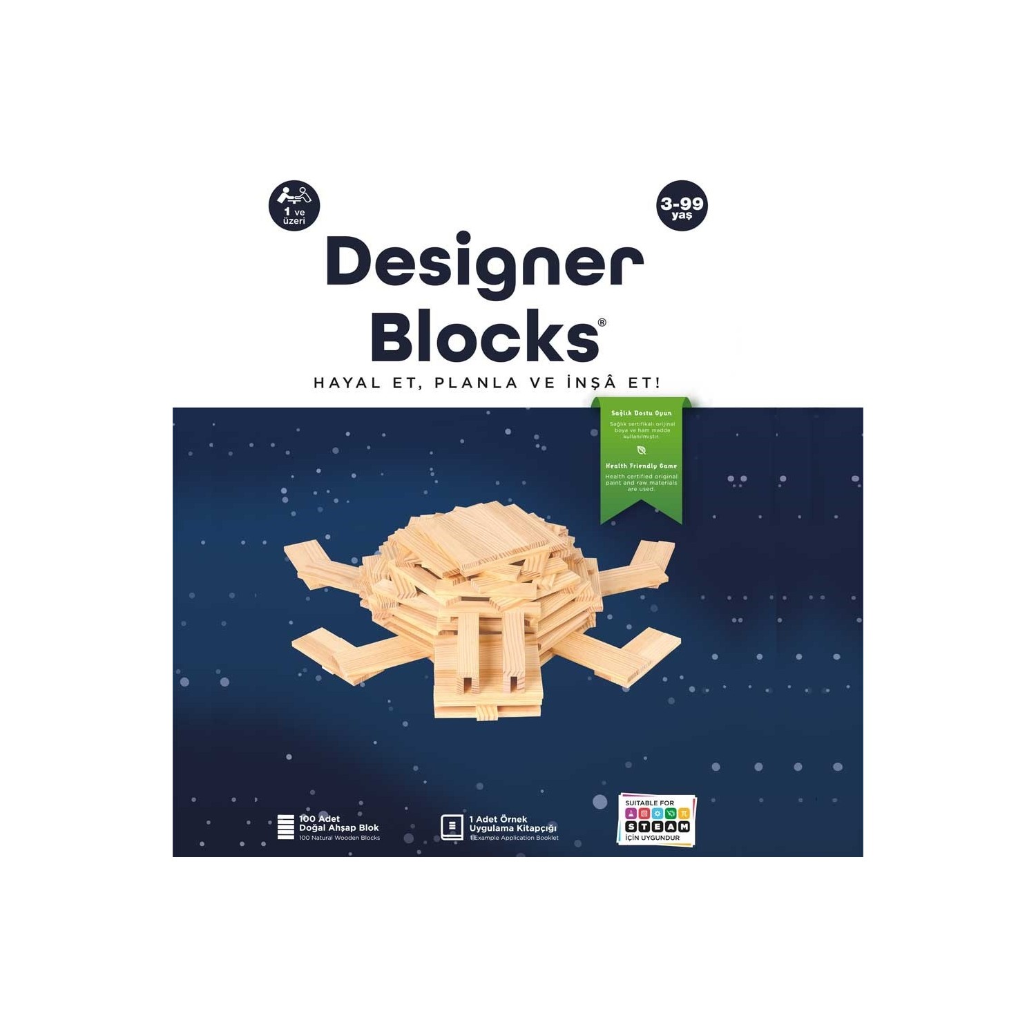 Zet Zeka Designer Blocks 100 Doğal Ahşap Parça 3+ Yaş 1+ Fiyatı