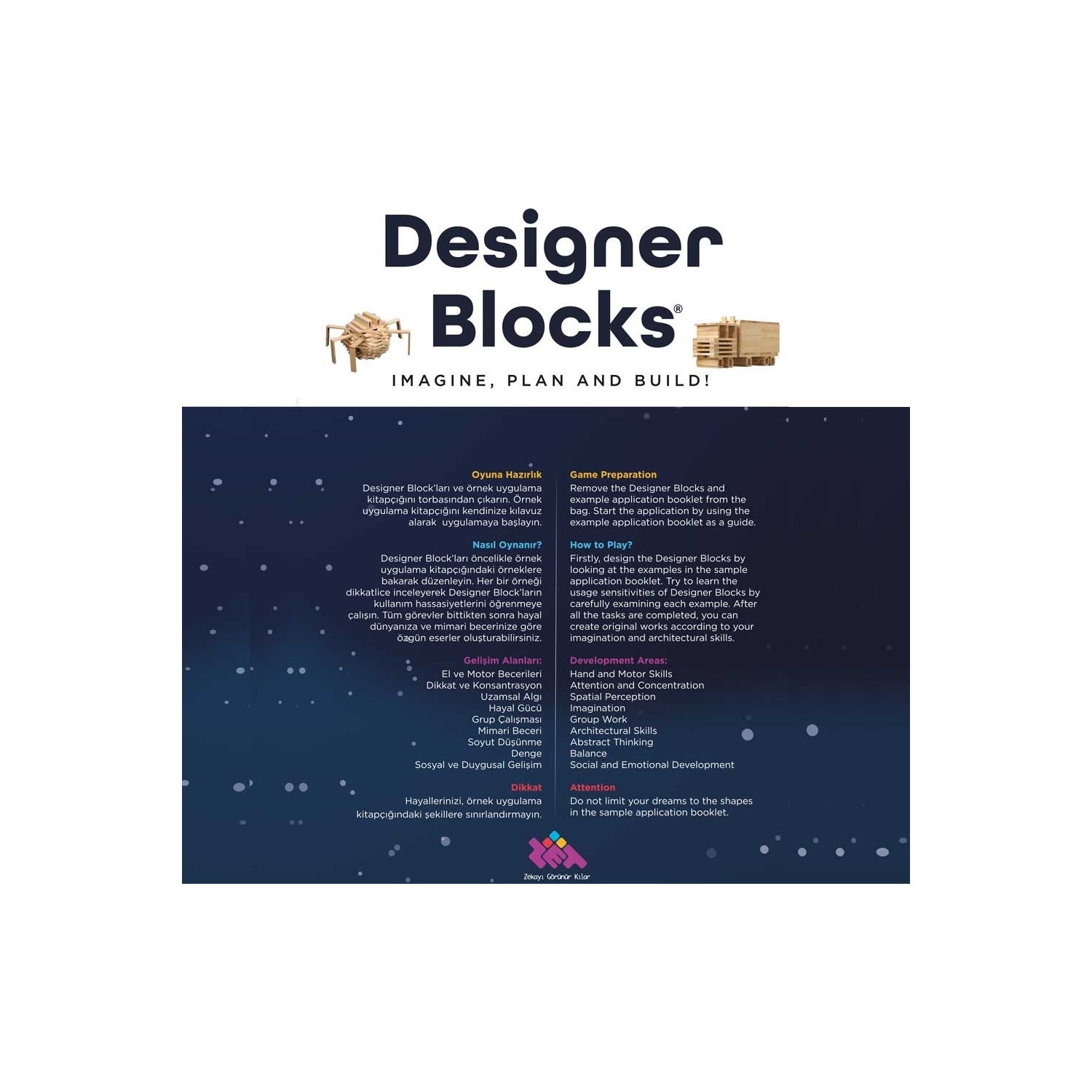 Zet Zeka Designer Blocks 100 Doğal Ahşap Parça 3+ Yaş 1+ Fiyatı