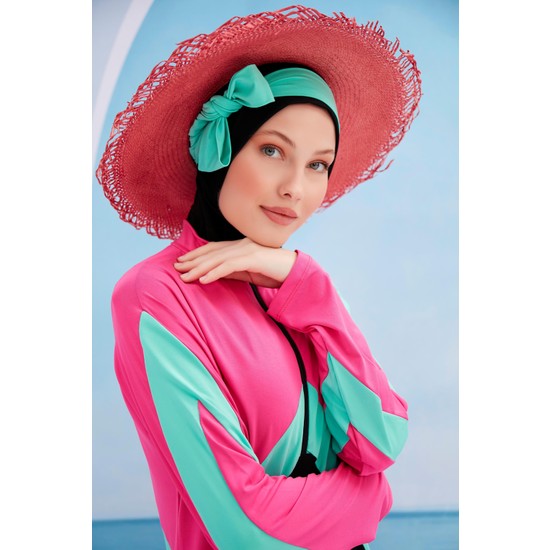 Mayou Spor Renkli Tesettür Mayo - Fuşya/siyah Fiyatı