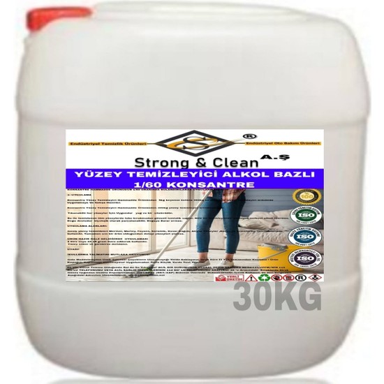 Strong&Clean Yüzey Temizleyici Konsantre 1/60 Alkol Bazlı 30 Fiyatı