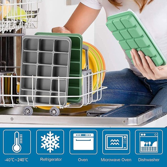 Winvik 3 Paket Buz Küpü Tepsileri, Dökülme Geçirmez Kapaklı Fiyatı