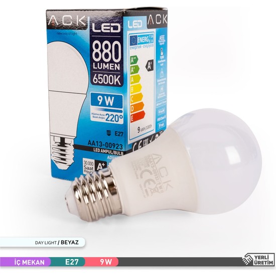 Ack 10'lu Ack LED Ampul Ack A60 6500K Beyaz Işik 880LM 9W Fiyatı