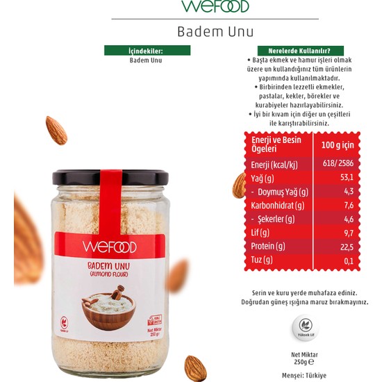 Wefood Badem Unu 250 gr 2'li 8681749104079 Fiyatı