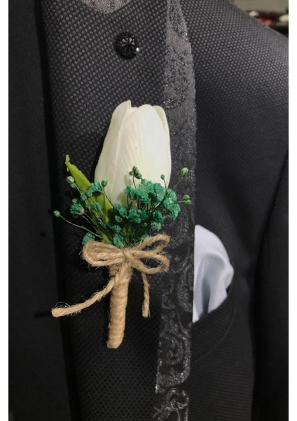 Hayalperest Boncuk Yeşil Lale Yaka Çiçeği Damat ve Sağdıç Fiyatı