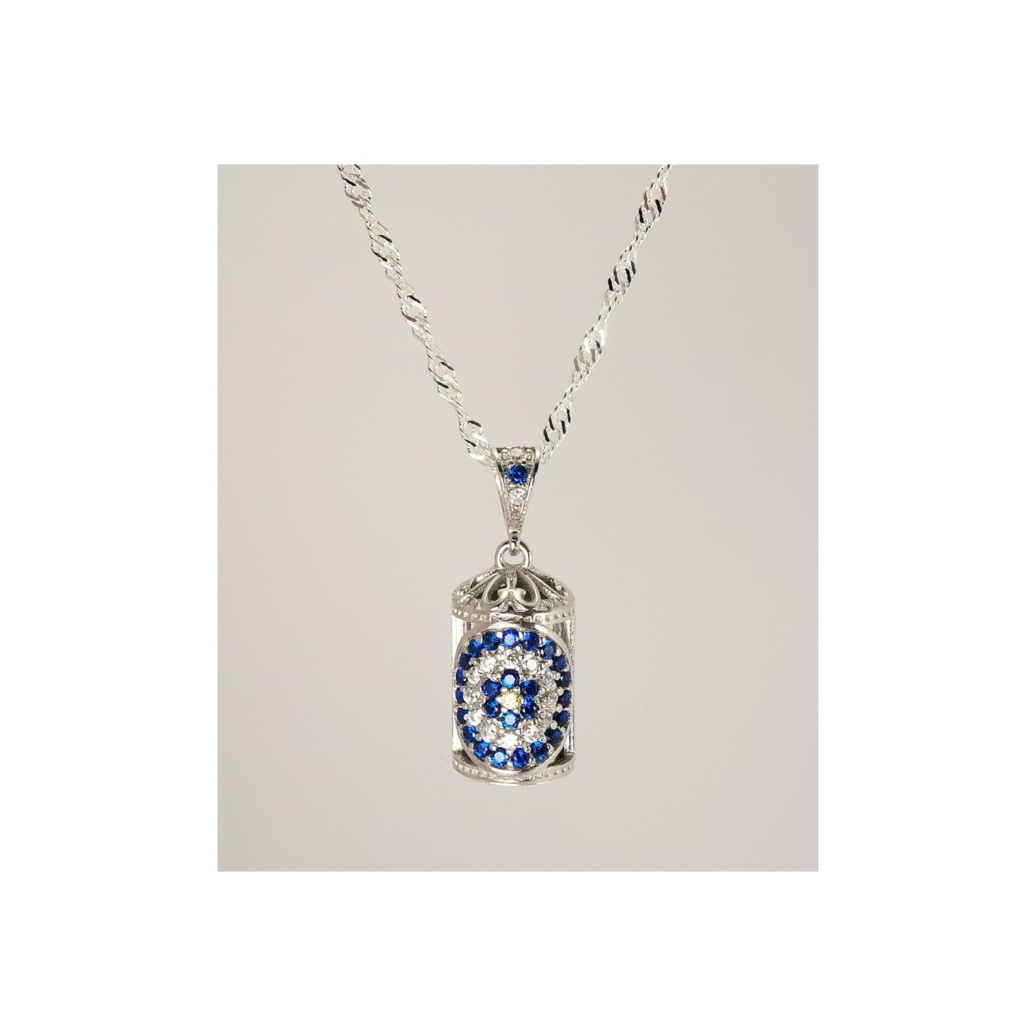 Osmanlı Gümüş Mavi Taşlı Kadın Gümüş Muska Cevşen Kolye Fiyatı