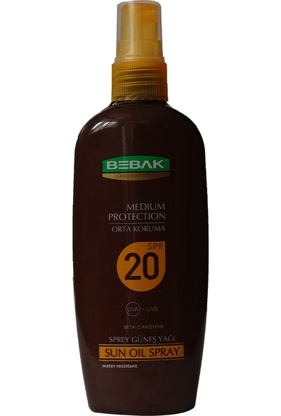 Bebak Güneş Yağı 20 Spf Orta Koruma Sprey 150 ml
