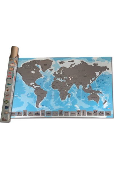 Mapofx Gez-Kazı Harita - Kazınabilir Dünya Haritası (Mavi) Mapofx Gez-Kazı Harita - Kazınabilir Dünya Haritası (Mavi)