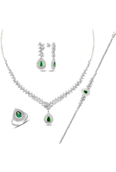 Barış Takı 925 Ayar Gümüş Hürrem Pırlanta Montür Su Yolu Kolye - Bileklik - Küpe - Yüzük Seti Barış Takı 925 Ayar Gümüş Hürrem Pırlanta Montür Su Yolu Kolye - Bileklik - Küpe - Yüzük Seti