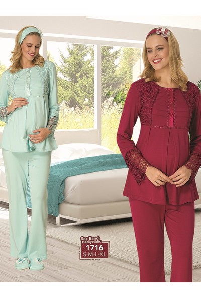 By Mecit 1716 Dantelli Lohusa Pijama Takımı By Mecit 1716 Dantelli Lohusa Pijama Takımı
