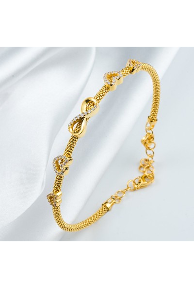 Bilezikci Sonsuzluklu Kalpli Altın Kelepçe Bilezik