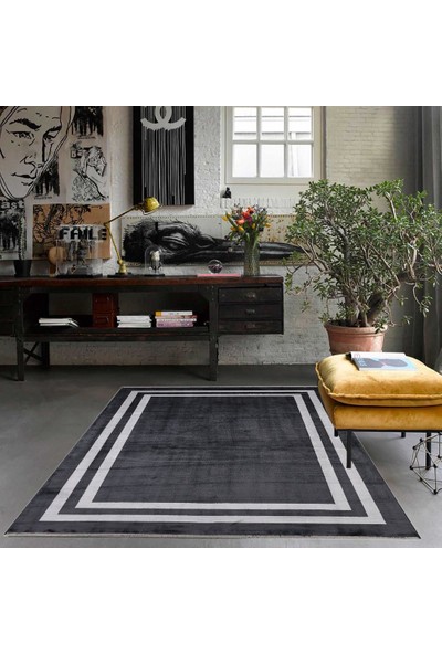 Halı Home Halı Amber Koleksiyonu 1008 Antrasit Krem Saçaklı Halı 80 x 145 cm Halı Home Halı Amber Koleksiyonu 1008 Antrasit Krem Saçaklı Halı 80 x 145 cm