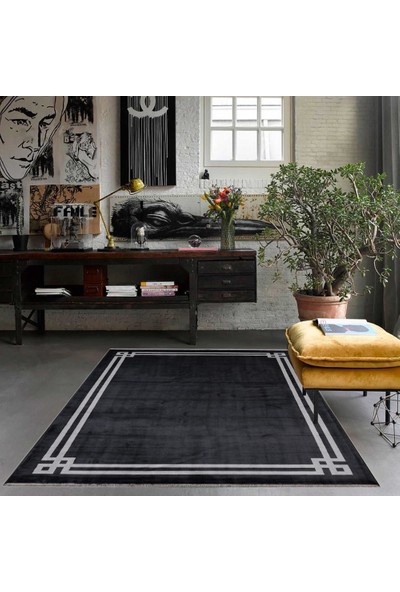 Halı Home Halı Amber Koleksiyonu 1009 Antrasit Krem Saçaklı Halı 80 x 145 cm Halı Home Halı Amber Koleksiyonu 1009 Antrasit Krem Saçaklı Halı 80 x 145 cm