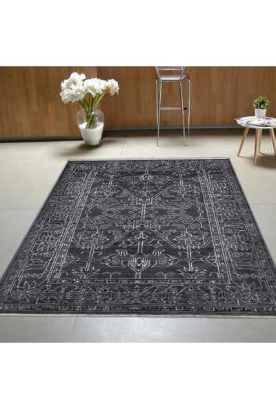 Halı Home Halı Hattuşa Koleksiyonu Ht-03 Antrasit Saçaklı Halı 80 x 150 cm Halı Home Halı Hattuşa Koleksiyonu Ht-03 Antrasit Saçaklı Halı 80 x 150 cm