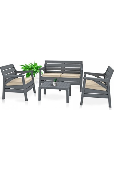 Cook Garden 2li Bahçe Mobilyası Balkon Takımı ve Oturma Grubu Gri Cook Garden 2li Bahçe Mobilyası Balkon Takımı ve Oturma Grubu Gri