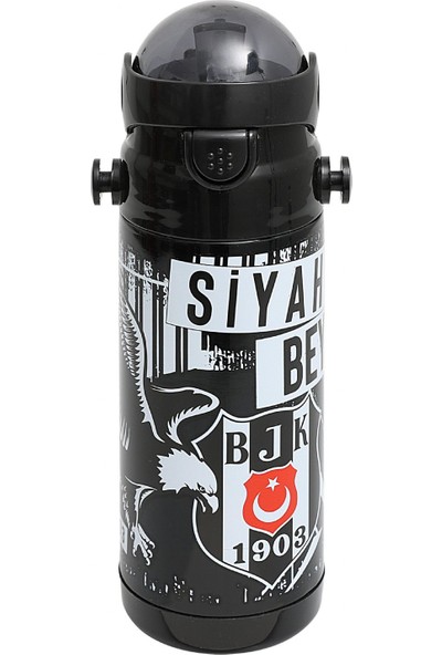 Frocx Beşiktaş Siyah Beyaz Çelik Matara Suluk Okul Matarası 500 ml