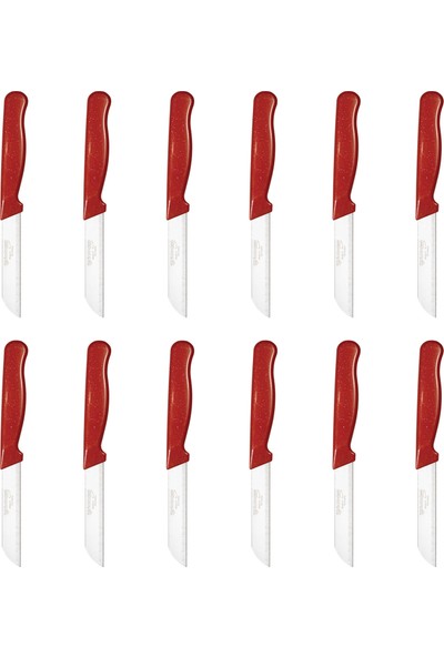 Solingen Simli Desen Meyve Bıçağı 12'li Kırmızı