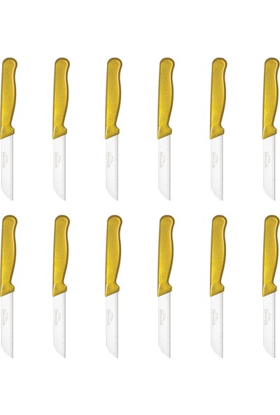 Solingen Simli Desen Meyve Bıçağı 12'li Gold Solingen Simli Desen Meyve Bıçağı 12'li Gold
