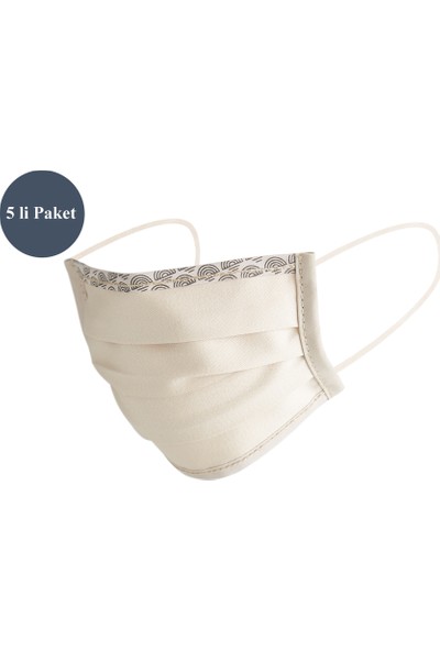 Maisonette Yıkanabilir Pamuklu Yüz Maskesi 5 Li Paket Bej M Beden