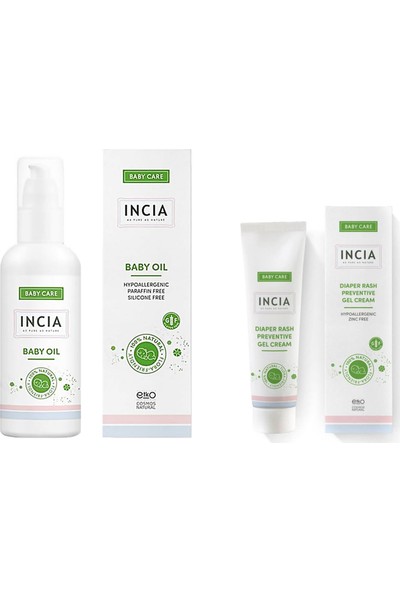 Incia Doğal Bebek Yağı 110 ml + Incia Pişik Önleyici Jel Krem 60 ml Incia Doğal Bebek Yağı 110 ml + Incia Pişik Önleyici Jel Krem 60 ml