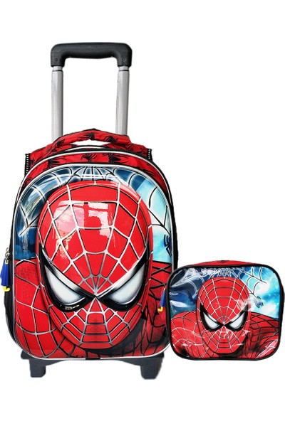 Entegre Çekçekli İlkokul Çantası 5d Parlak Ayrılan Çekçekli Spiderman Kafa