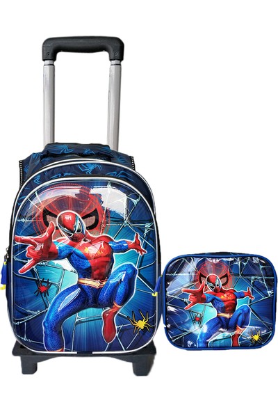 Entegre Çekçekli İlkokul Çantası 5d Parlak Beslenme Çantalı Ayrılan Çekçekli Spiderman Lacivert Entegre Çekçekli İlkokul Çantası 5d Parlak Beslenme Çantalı Ayrılan Çekçekli Spiderman Lacivert