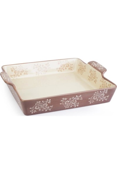 Acar Seramik Kare Halka Desen Fırın Kabı - Krem Acar Seramik Kare Halka Desen Fırın Kabı - Krem