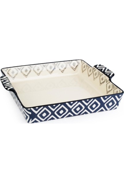 Acar Seramik Kare Halka Desen Fırın Kabı - Gri