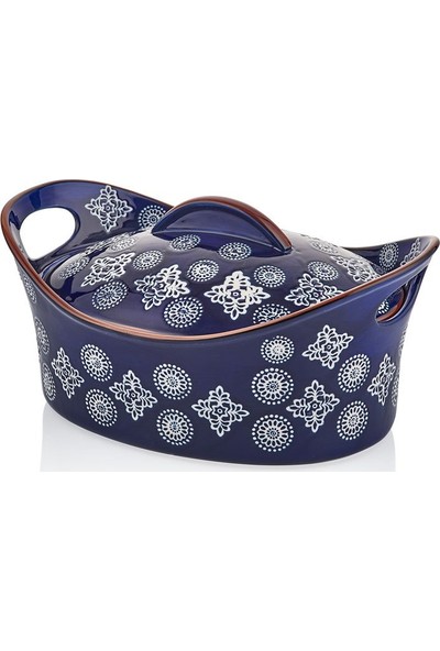 Cemile Mavi Kapaklı Oval Tencere Büyük Cemile Mavi Kapaklı Oval Tencere Büyük