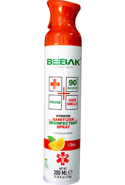 Bebak Dezenfektan Antibakteriyel Hava Temizleme Spreyi Citrus 300 ml Bebak Dezenfektan Antibakteriyel Hava Temizleme Spreyi Citrus 300 ml